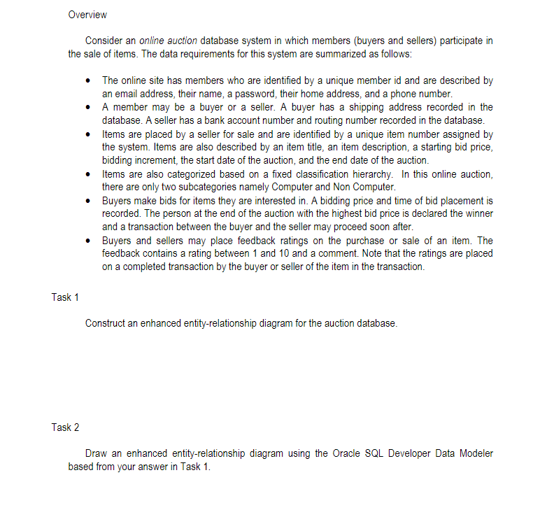 Solved Consider an online auction database system in which | Chegg.com