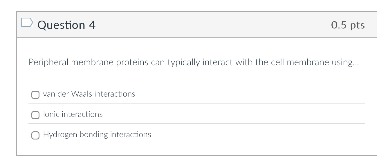 Solved Question 40.5 ﻿ptsPeripheral membrane proteins can | Chegg.com