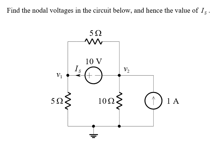 Solved Find the nodal voltages in the circuit below, and | Chegg.com