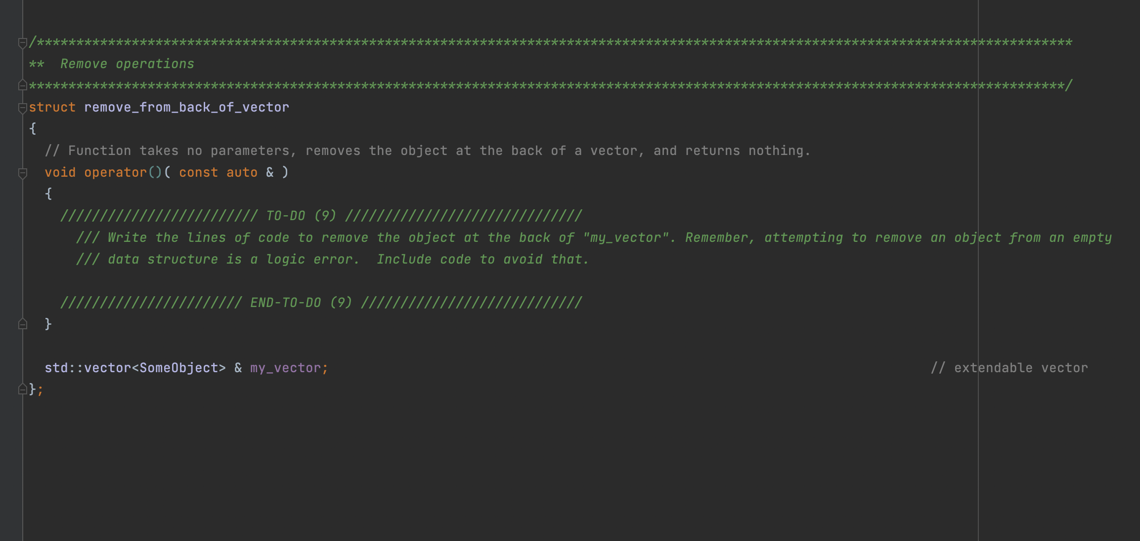 Solved struct insert_at_back_of_vector \{ // Function takes | Chegg.com