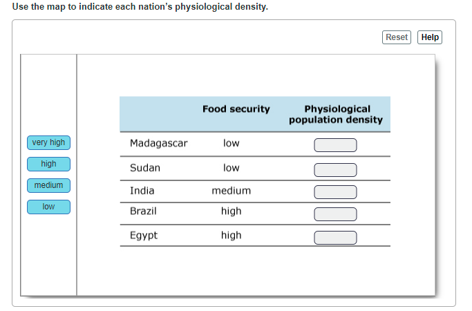 Solved Use the map to indicate each nation's physiological | Chegg.com