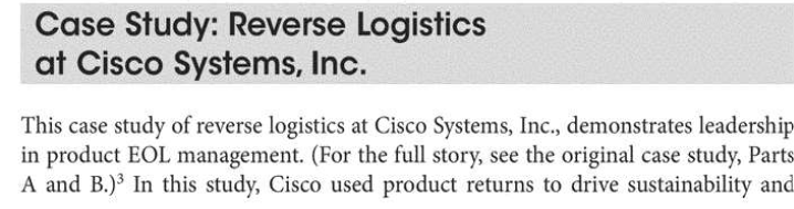 Solved Case Study: Reverse Logistics at Cisco Systems, Inc. | Chegg.com