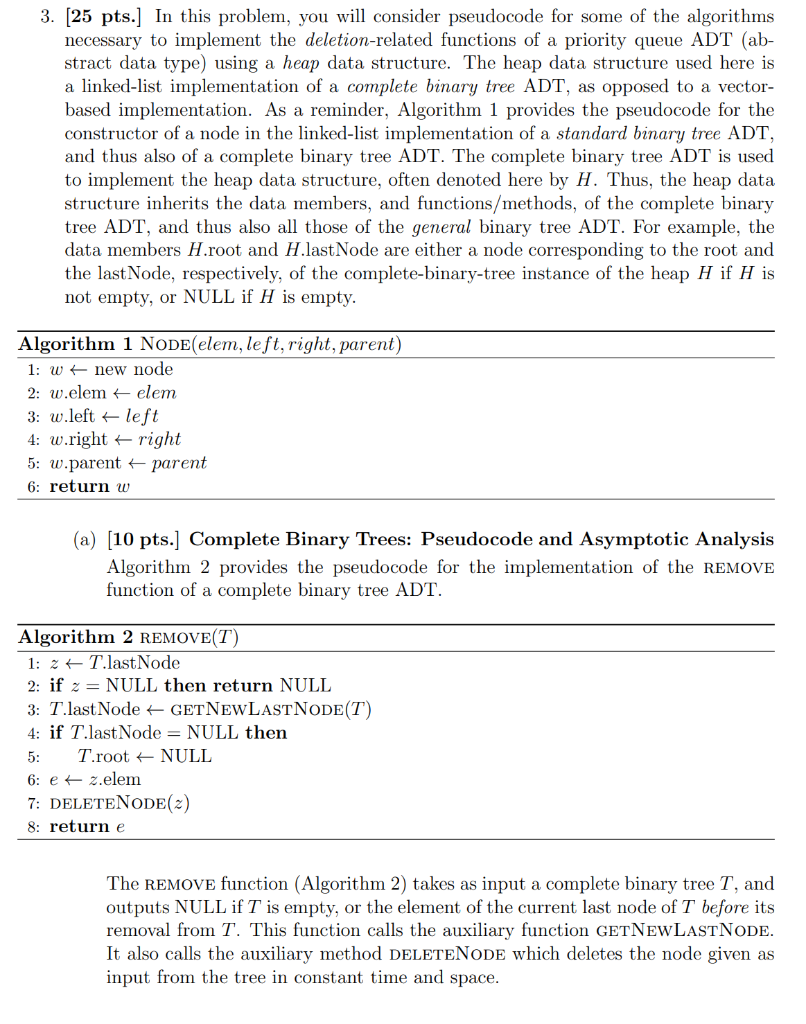 i. [8 pts.] Provide an algorithm, using pseudocode, | Chegg.com