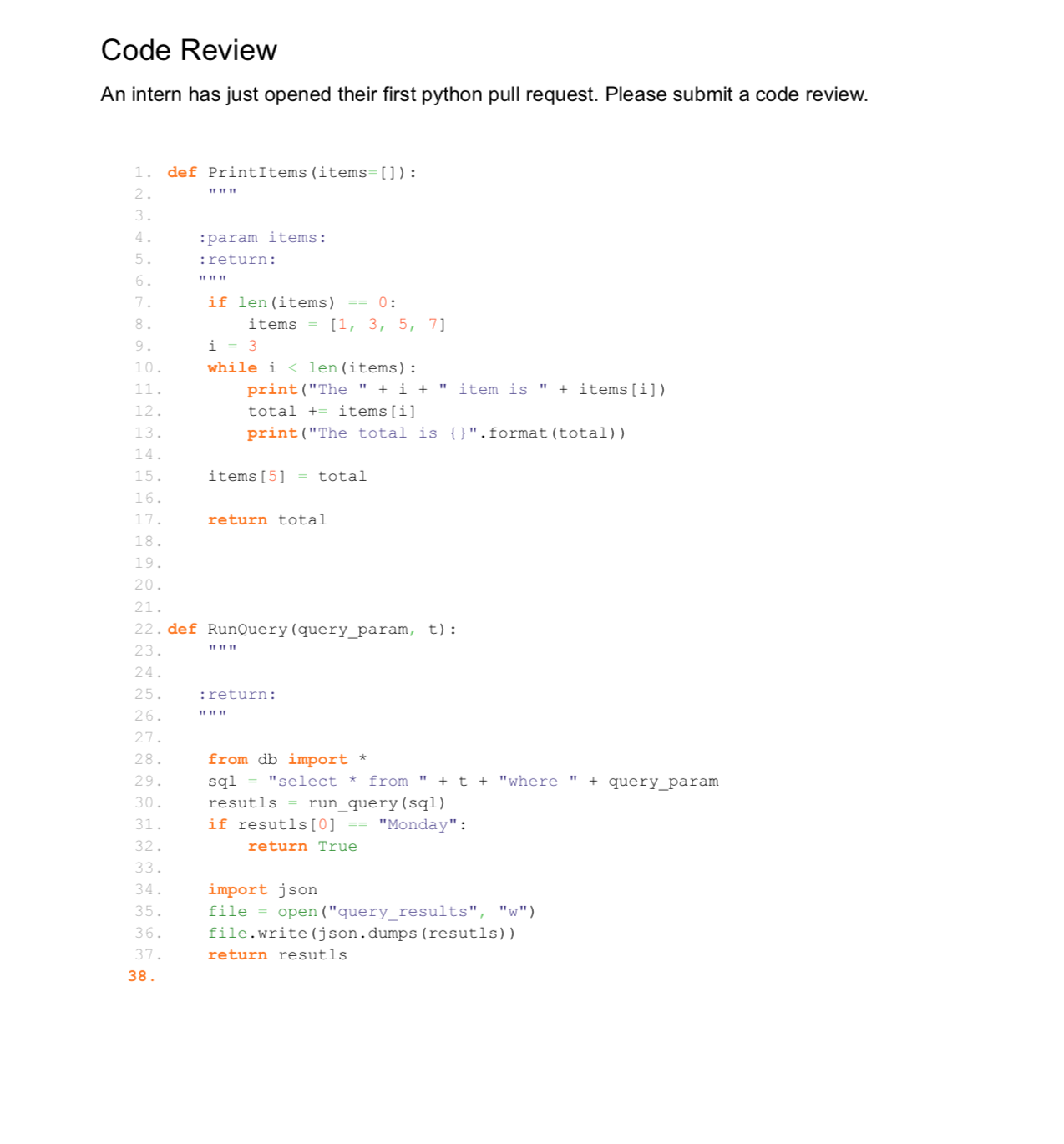 Solved intern has just opened their first python pull | Chegg.com