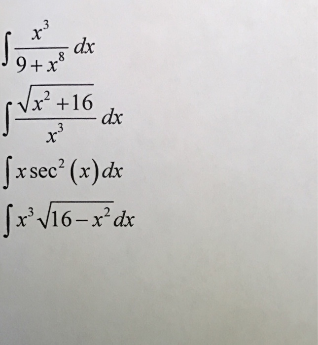 Solved integral x^3/9 + x^8 dx integral Squareroot x^2 + | Chegg.com
