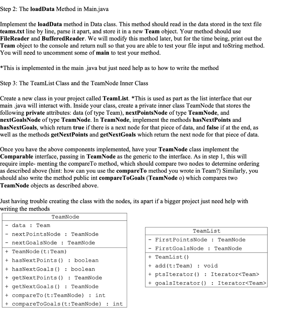 Step 2: The loadData Method in Main.java Implement | Chegg.com