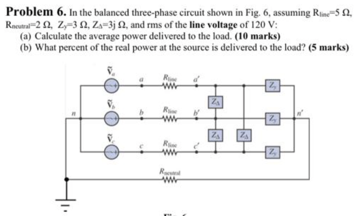 Solved Problem 6. In ﻿the balanced three-phase circuit shown | Chegg.com
