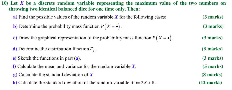 Solved 10) Let X be a discrete random variable representing | Chegg.com