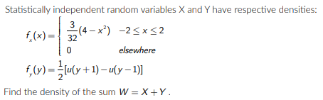 Solved Statistically independent random variables X and Y | Chegg.com