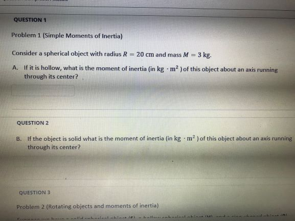 Solved QUESTION 1 Problem 1 (Simple Moments of Inertia) | Chegg.com