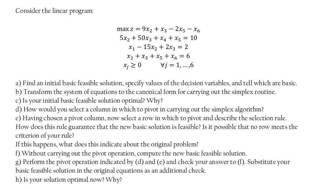 Consider the linear program: | Chegg.com