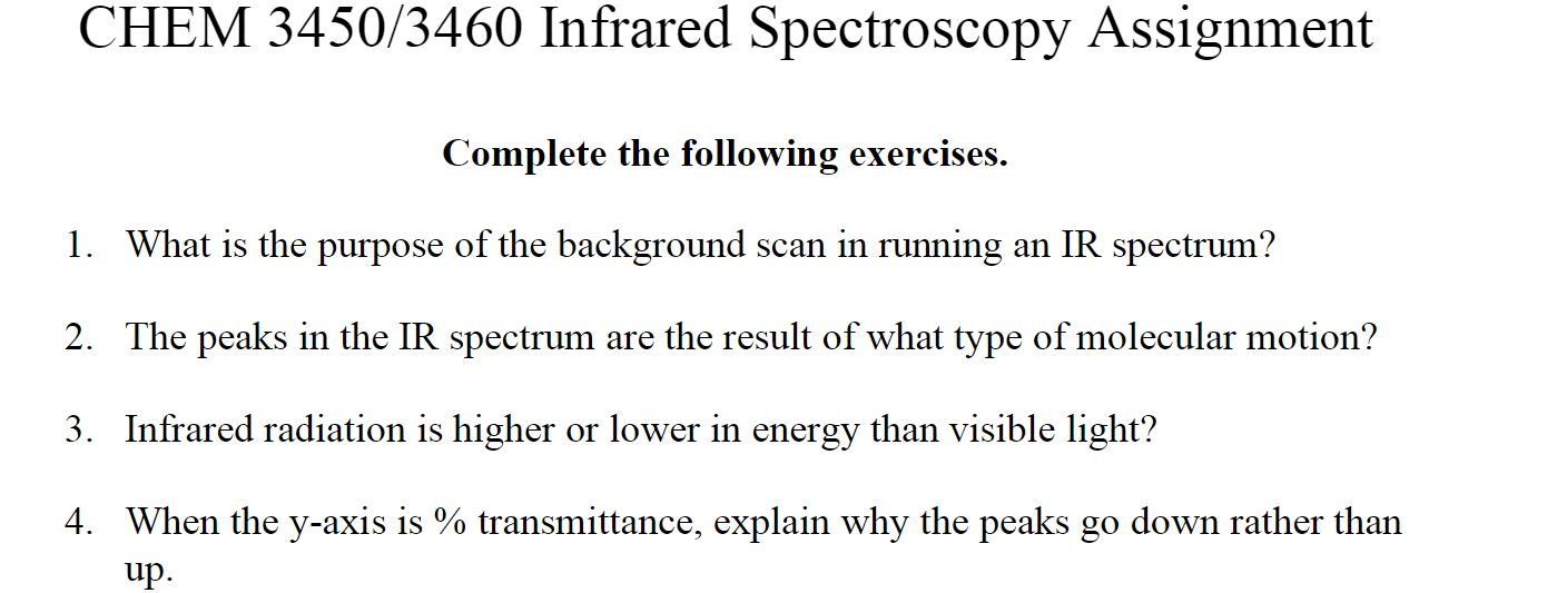 Solved CHEM 3450/3460 Infrared Spectroscopy Assignment | Chegg.com