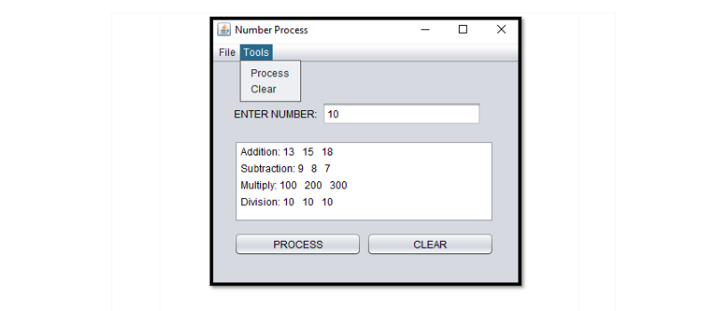 Solved Develop a Java GUI application to perform addition, | Chegg.com