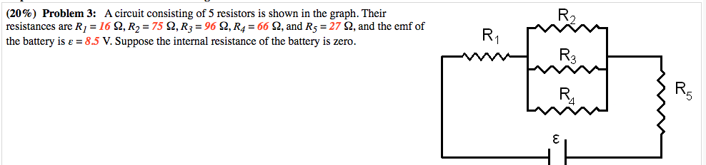 Solved (20%) Problem 3: A circuit consisting of 5 resistors | Chegg.com
