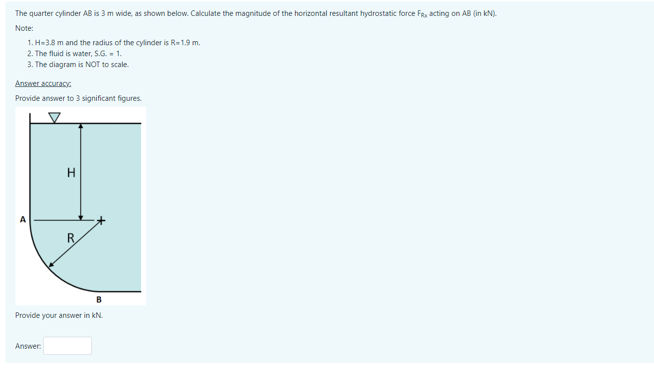 Solved The quarter cylinder AB is 3 m wide, as shown below. | Chegg.com