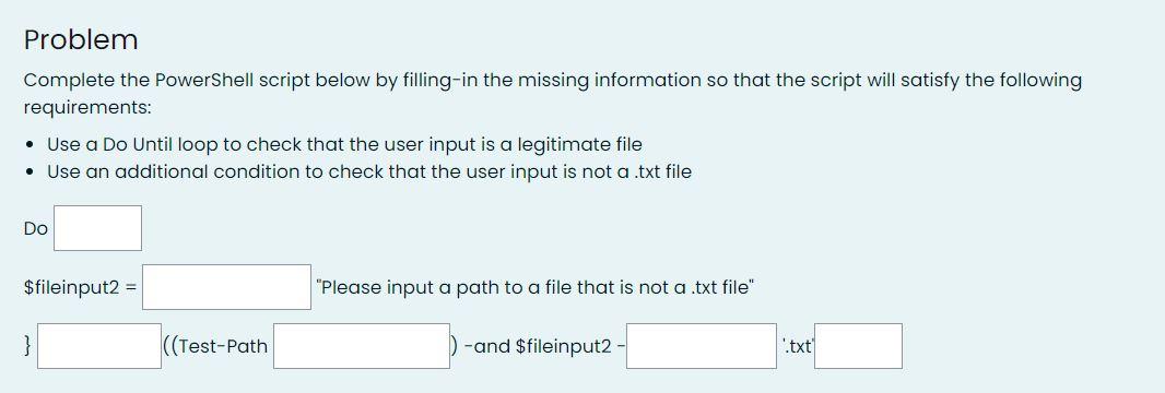 Solved Problem Complete The Powershell Script Below By 