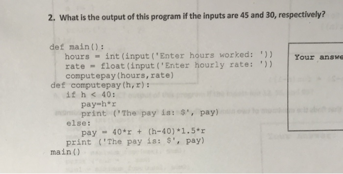 Solved 2. What is the output of this program if the inputs | Chegg.com