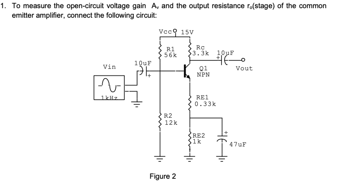 Solved To measure the open-circuit voltage gain Av and the | Chegg.com