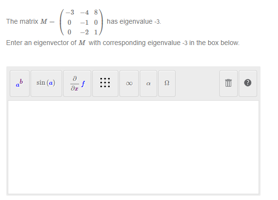 Solved The matrix M=⎝⎛−300−4−1−2801⎠⎞ has eigenvalue -3 . | Chegg.com