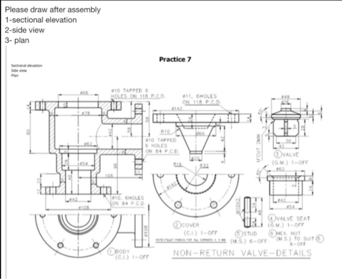 Please draw after assembly 1-sectional elevation | Chegg.com