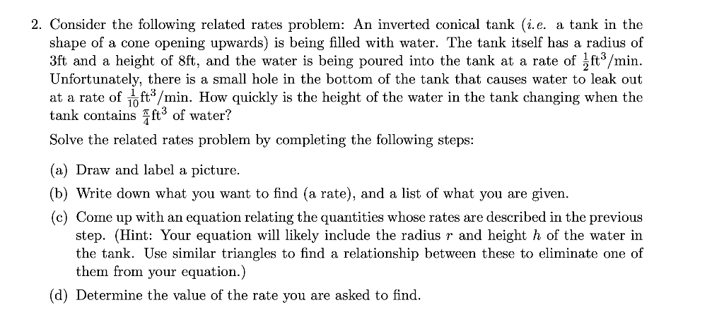 Solved 2. Consider the following related rates problem: An | Chegg.com