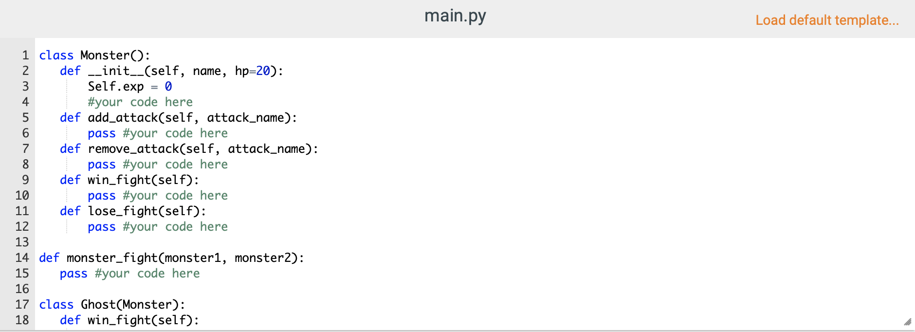 Solved main.py Load default template... 11 def | Chegg.com