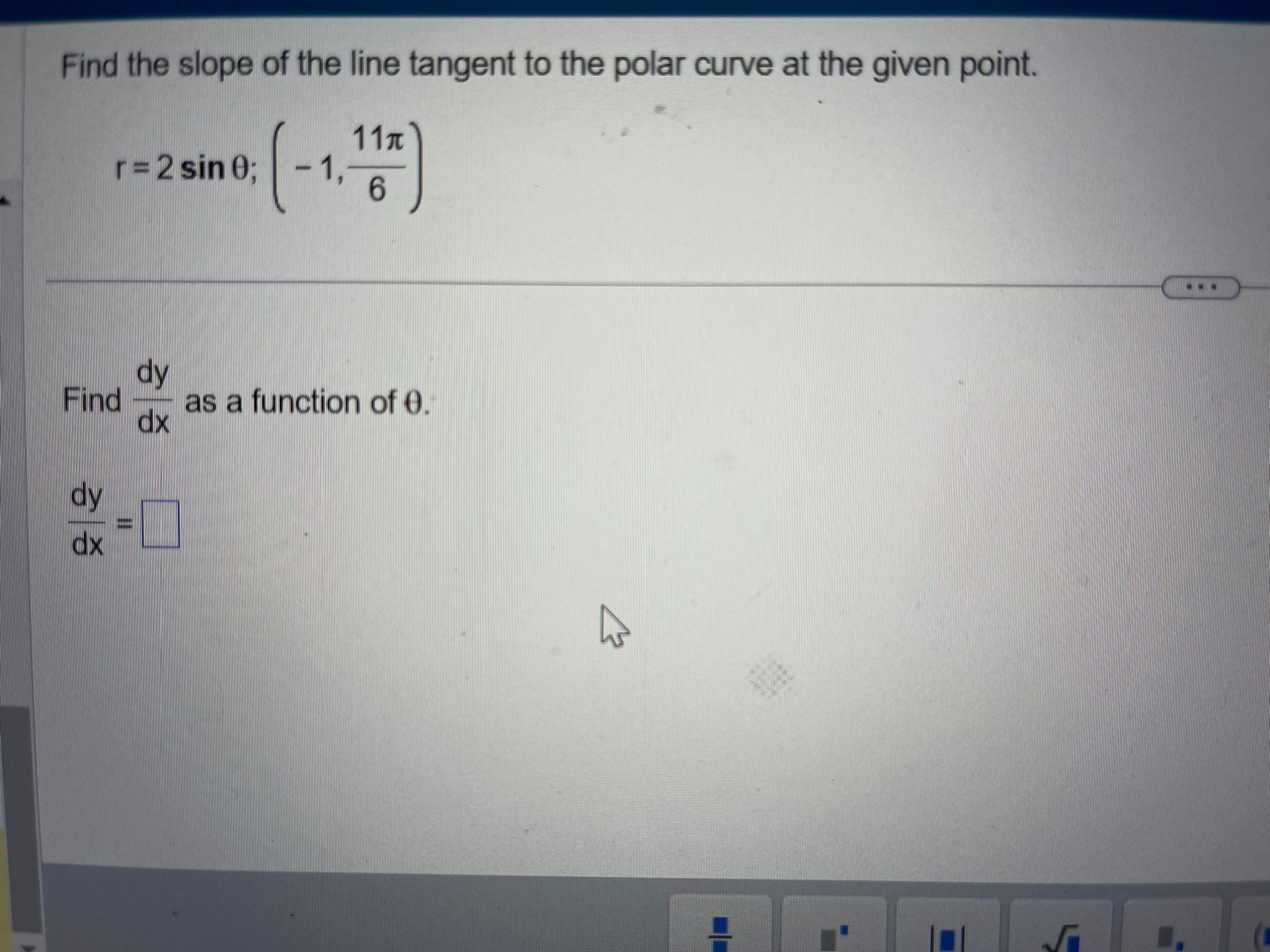 Solved Find the slope of the line tangent to the polar curve | Chegg.com