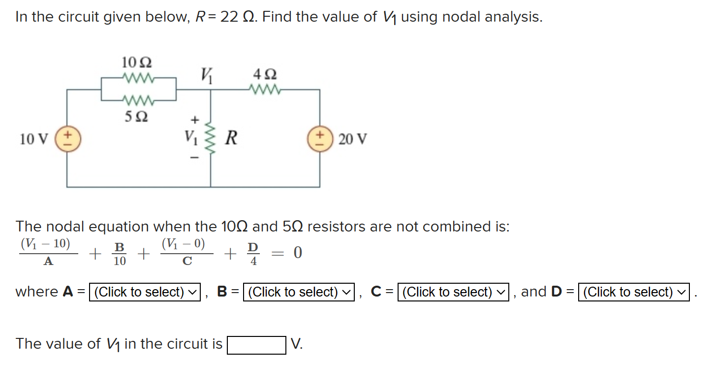Solved In the circuit given below, R=22Ω. ﻿Find the value of | Chegg.com