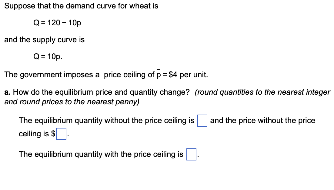Solved Suppose that the demand curve for wheat | Chegg.com