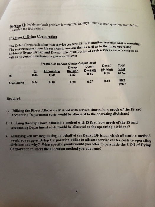 Solved Section II: Problems (each problem is weighted | Chegg.com