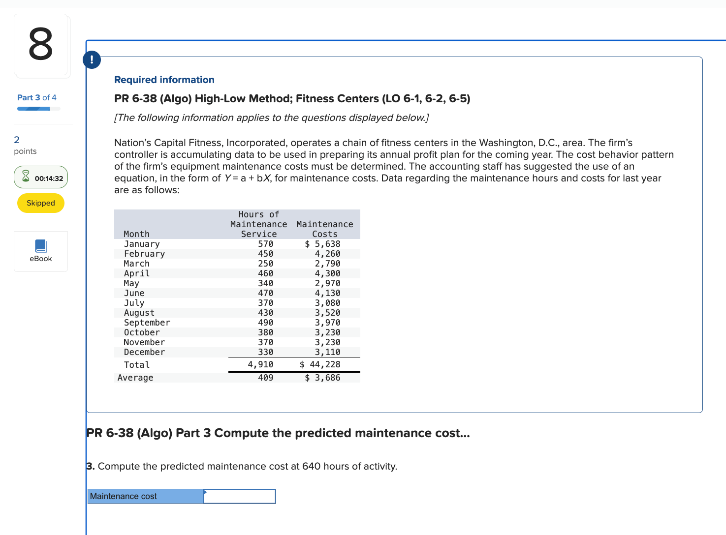 Solved Required informationPR 6-38 (Algo) ﻿High-Low Method; | Chegg.com