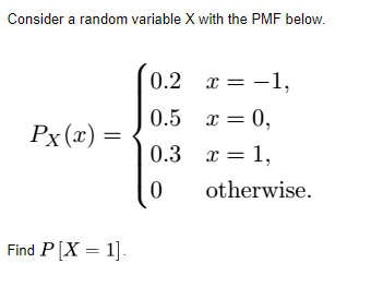 Solved Consider a random variable X with the PMF below. | Chegg.com