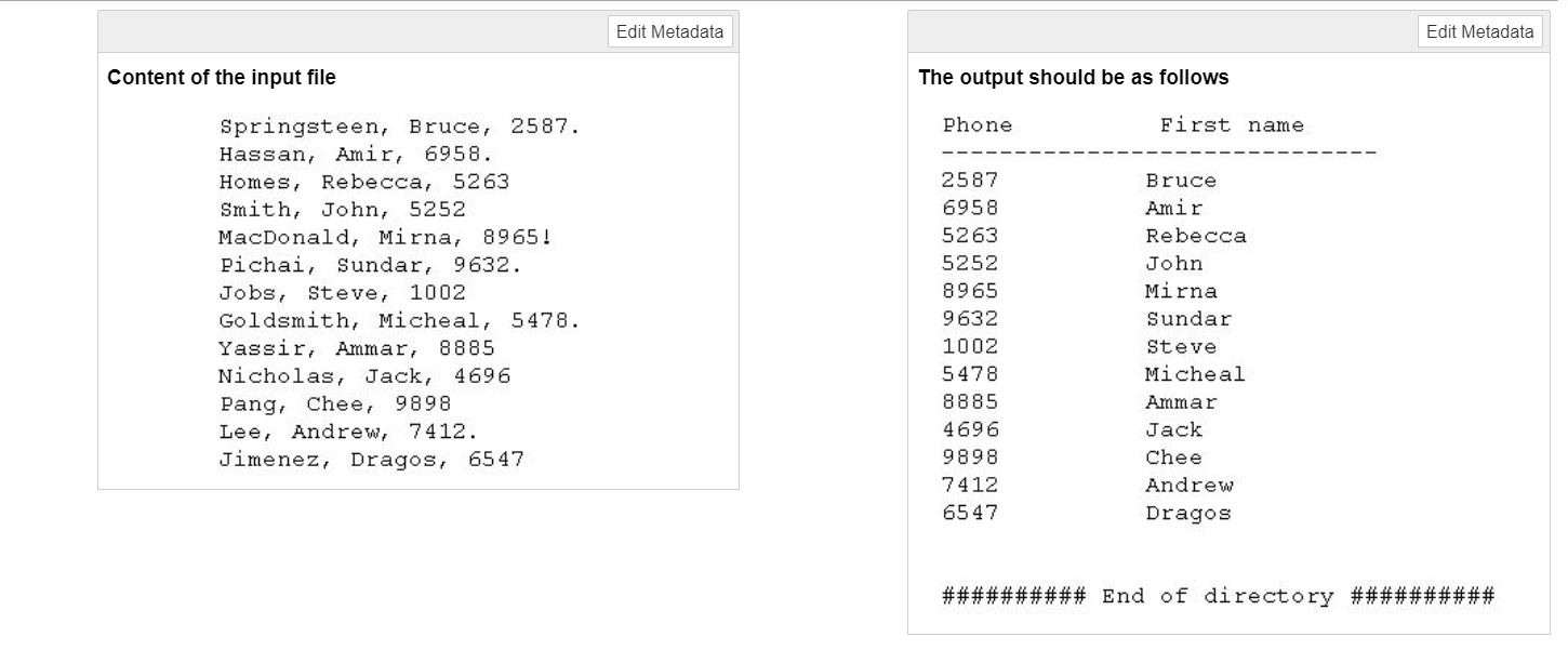 Solved 0.2 Question 1 (20 points) The Directory.txt file | Chegg.com