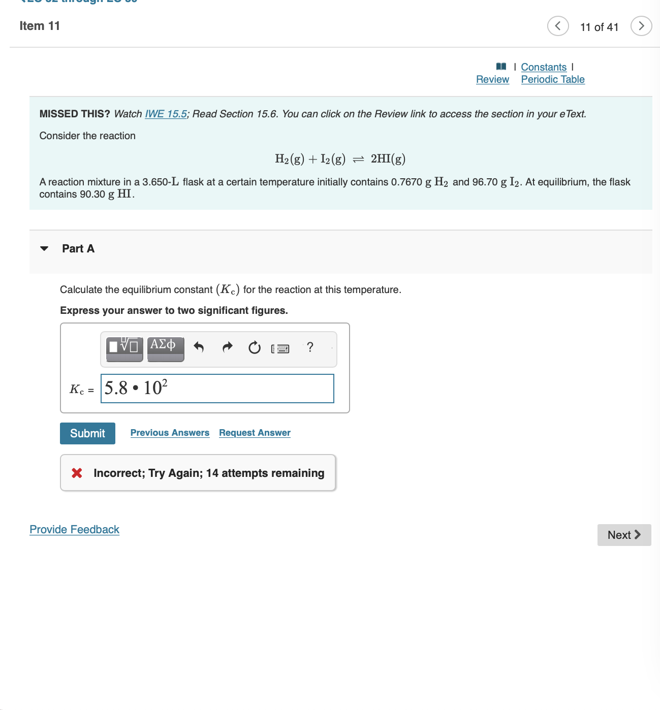 Solved 11 of 41 an I Constants I Review Periodic Table | Chegg.com
