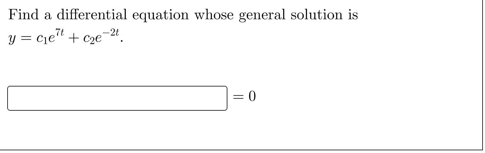 Solved Find a differential equation whose general solution | Chegg.com