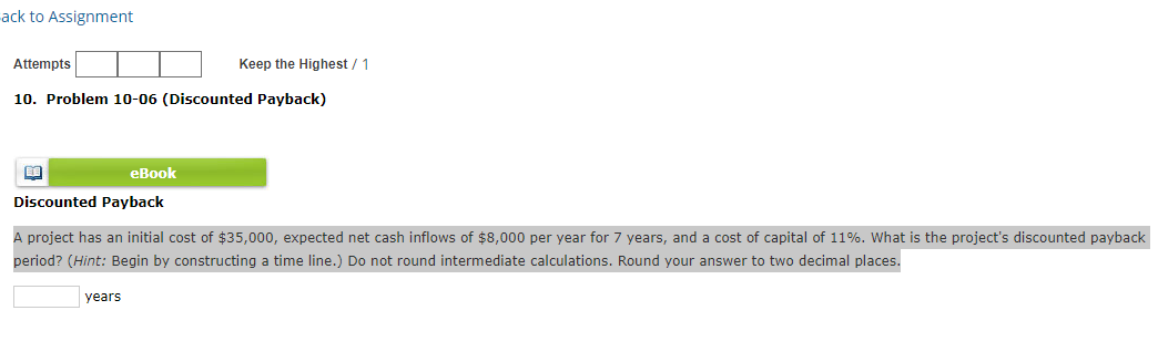 Solved ack to Assignment Attempts 10. Problem 10-06 | Chegg.com