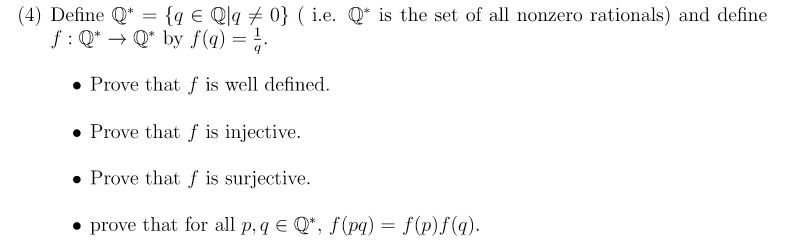 Solved (4) Define Q* {q € Ql2 + 0} (i.e. Q* is the set of | Chegg.com