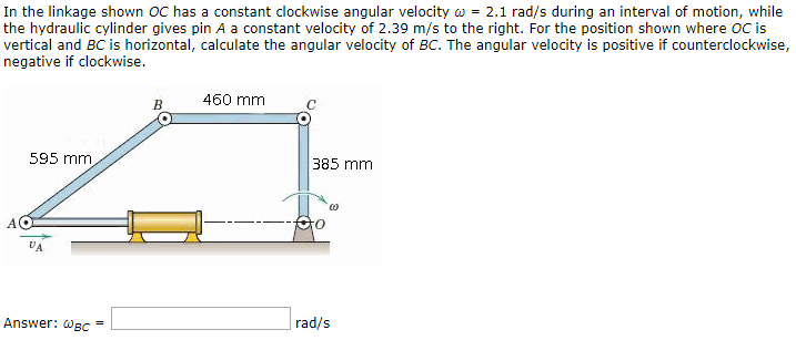 Solved In the linkage shown OC has a constant clockwise | Chegg.com