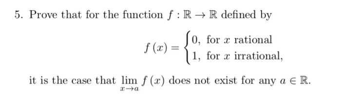 Solved 5. Prove that for the function f : R-> R defined by f | Chegg.com