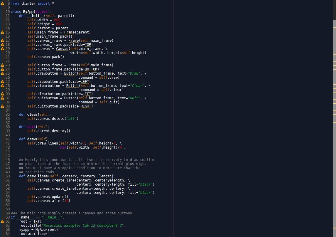 I have this code and it creates a canvas that looks | Chegg.com