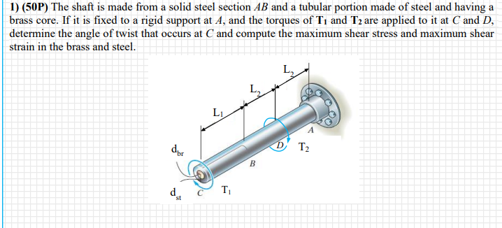 Solved The shaft is made from a solid steel section AB and a | Chegg.com