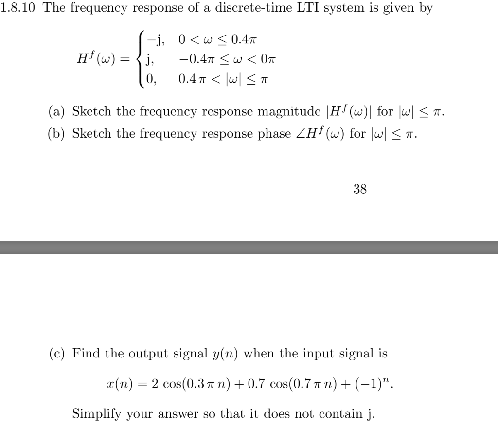 Solved 1.8.10 The frequency response of a discrete-time LTI | Chegg.com