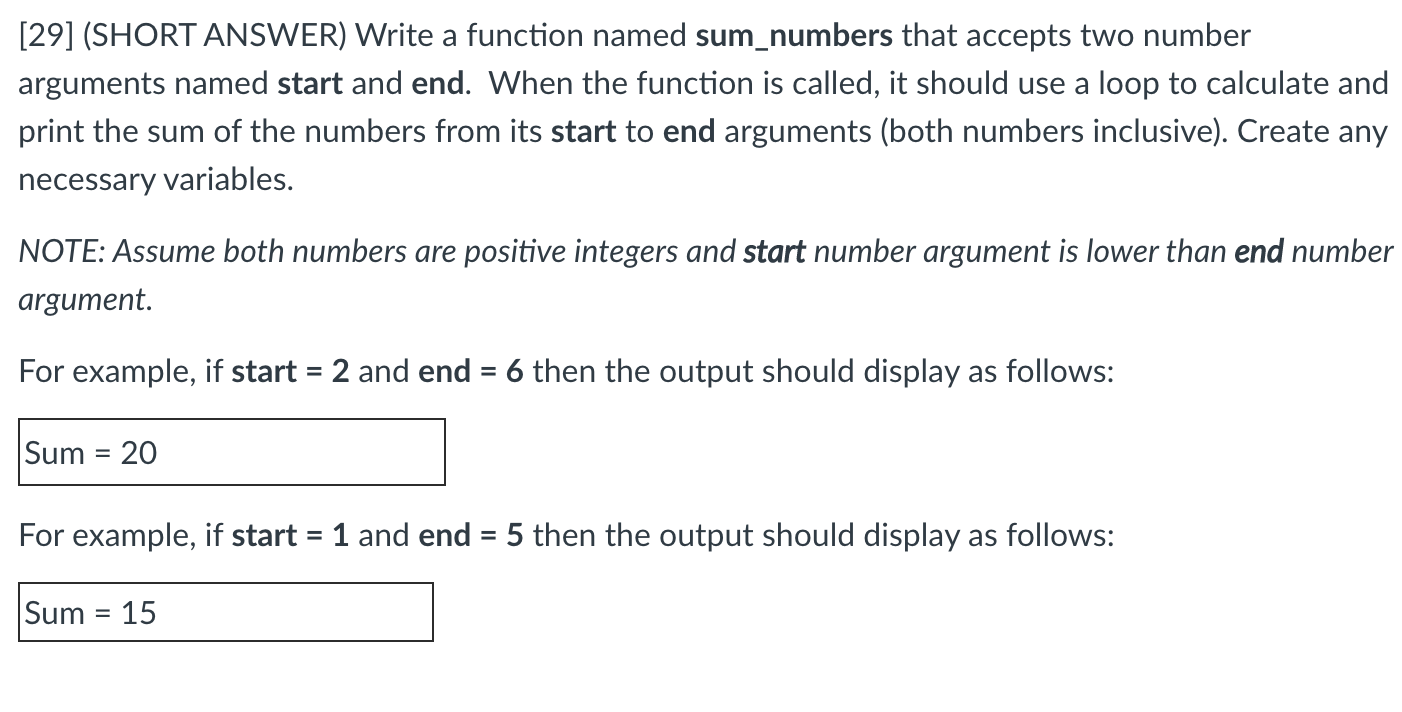 Solved [29] (SHORT ANSWER) Write a function named | Chegg.com