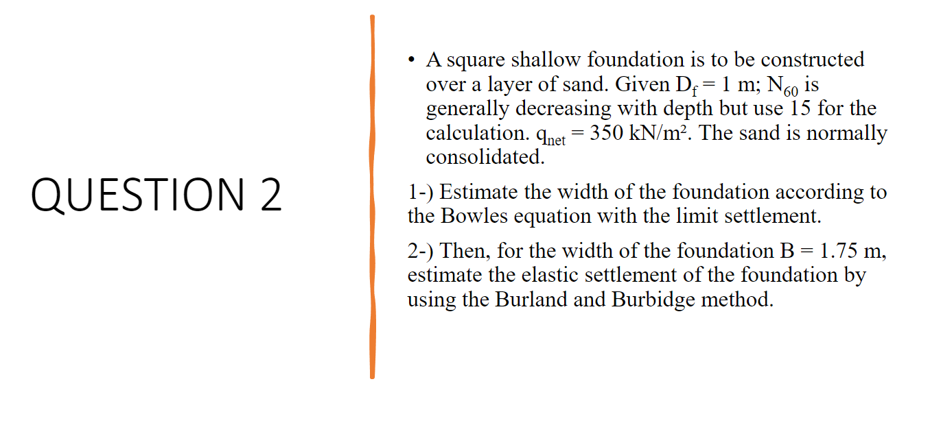 Solved - A square shallow foundation is to be constructed | Chegg.com