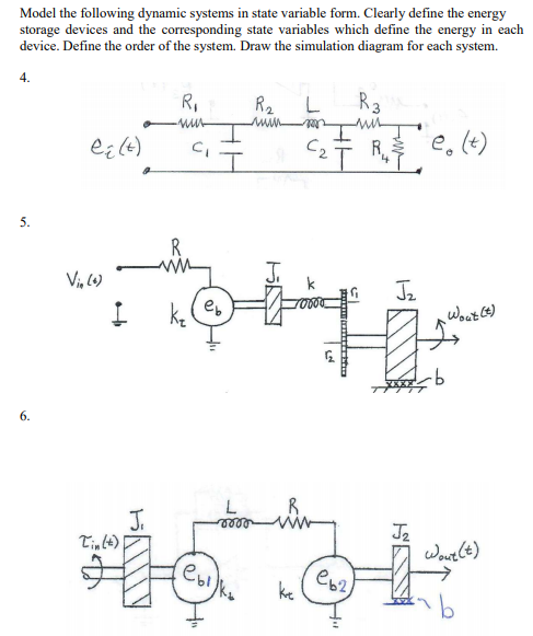 Solved Model the following dynamic systems in state variable | Chegg.com