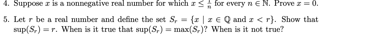Solved 4. Suppose x is a nonnegative real number for which x | Chegg.com