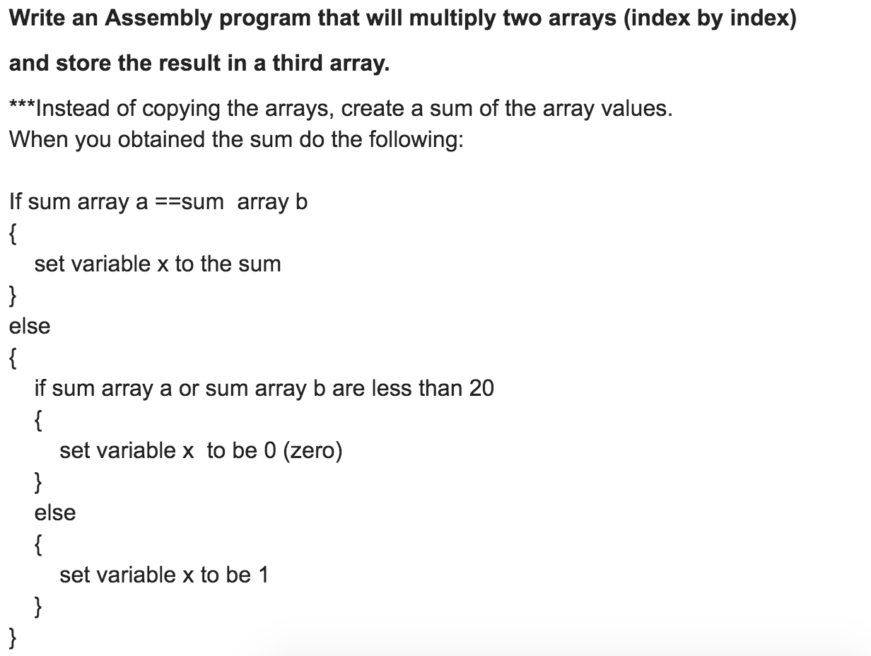 Solved Write An Assembly Program That Will Multiply Two 