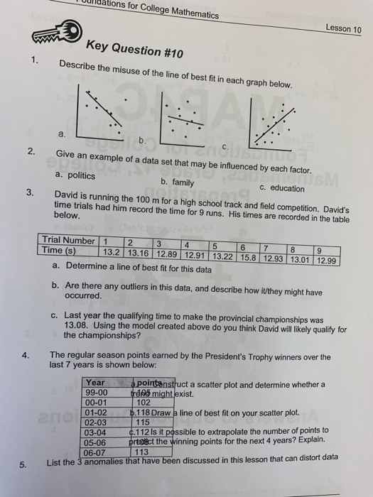 Solved uldations for College Mathematics Lesson 10 Key | Chegg.com