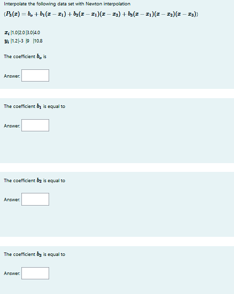 Solved Interpolate the following data set with Newton | Chegg.com