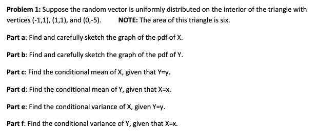 Solved Problem 1: Suppose the random vector is uniformly | Chegg.com